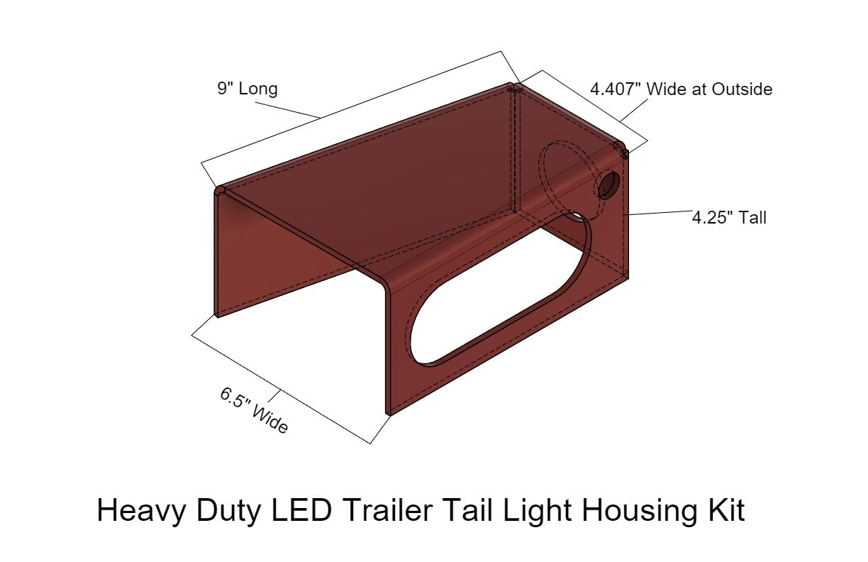 Heavy Duty Weld On LED Trailer Tail Light Housing Kit 3/16 Steel DIY ...