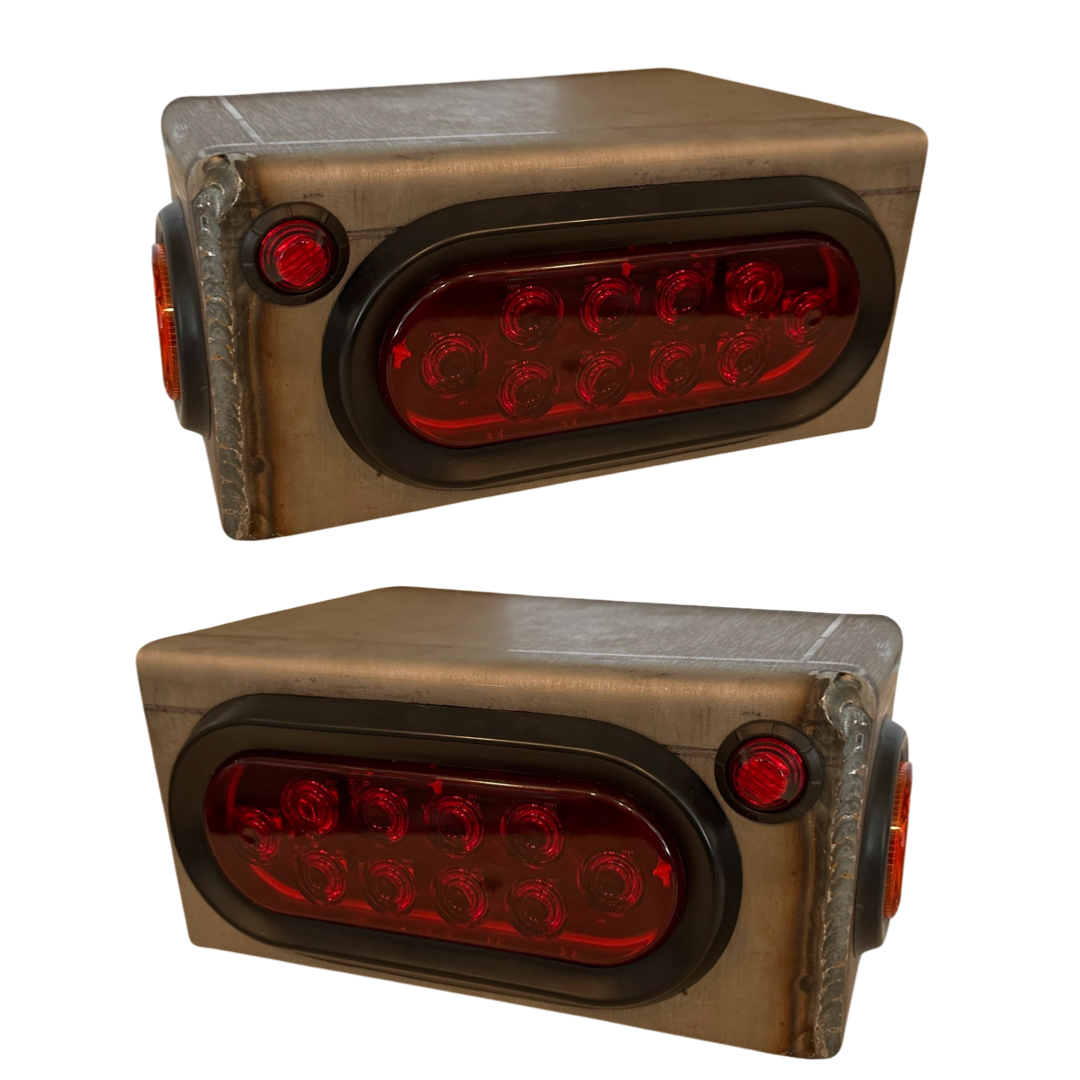 Heavy Duty Weld On LED Trailer Tail Light Housing Kit 3/16 Steel DIY ...