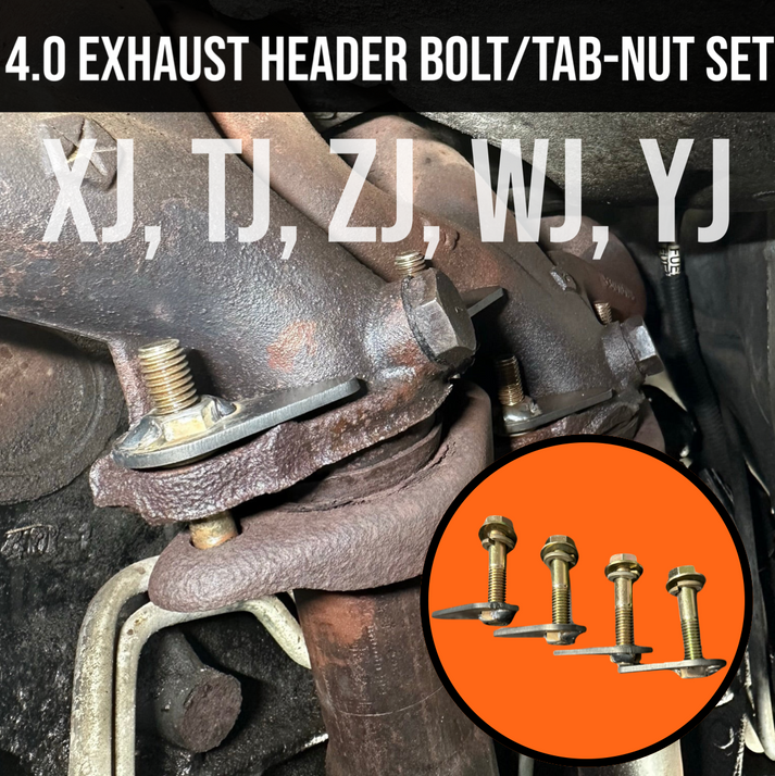 Exhaust Header Down Pipe Bolt Tab-Nut Set for TJ XJ ZY YJ WJ LJ ...