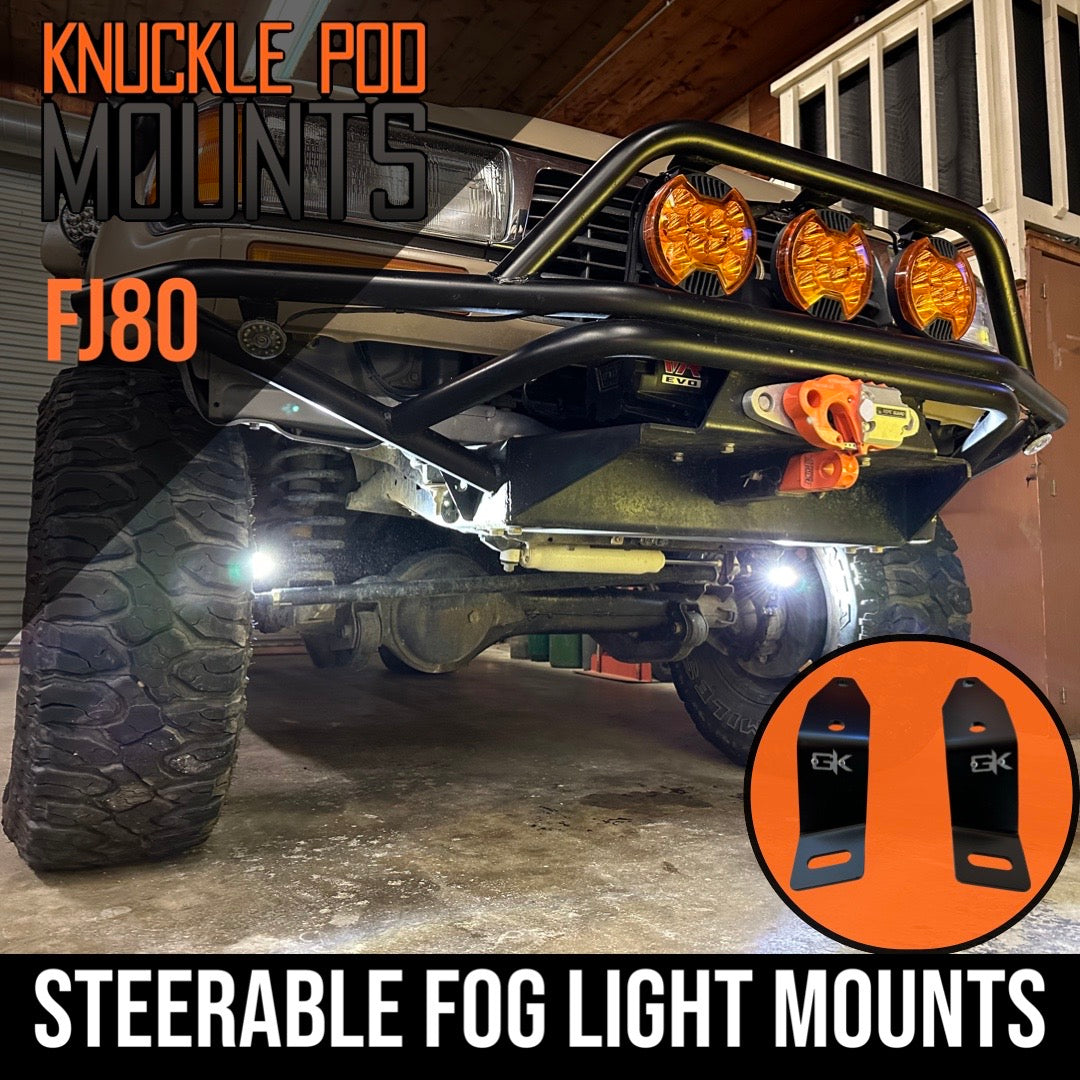 1990-1997 FJ80 Toyota Landcruiser Steerable Knuckle Pod Fog Light Moun ...