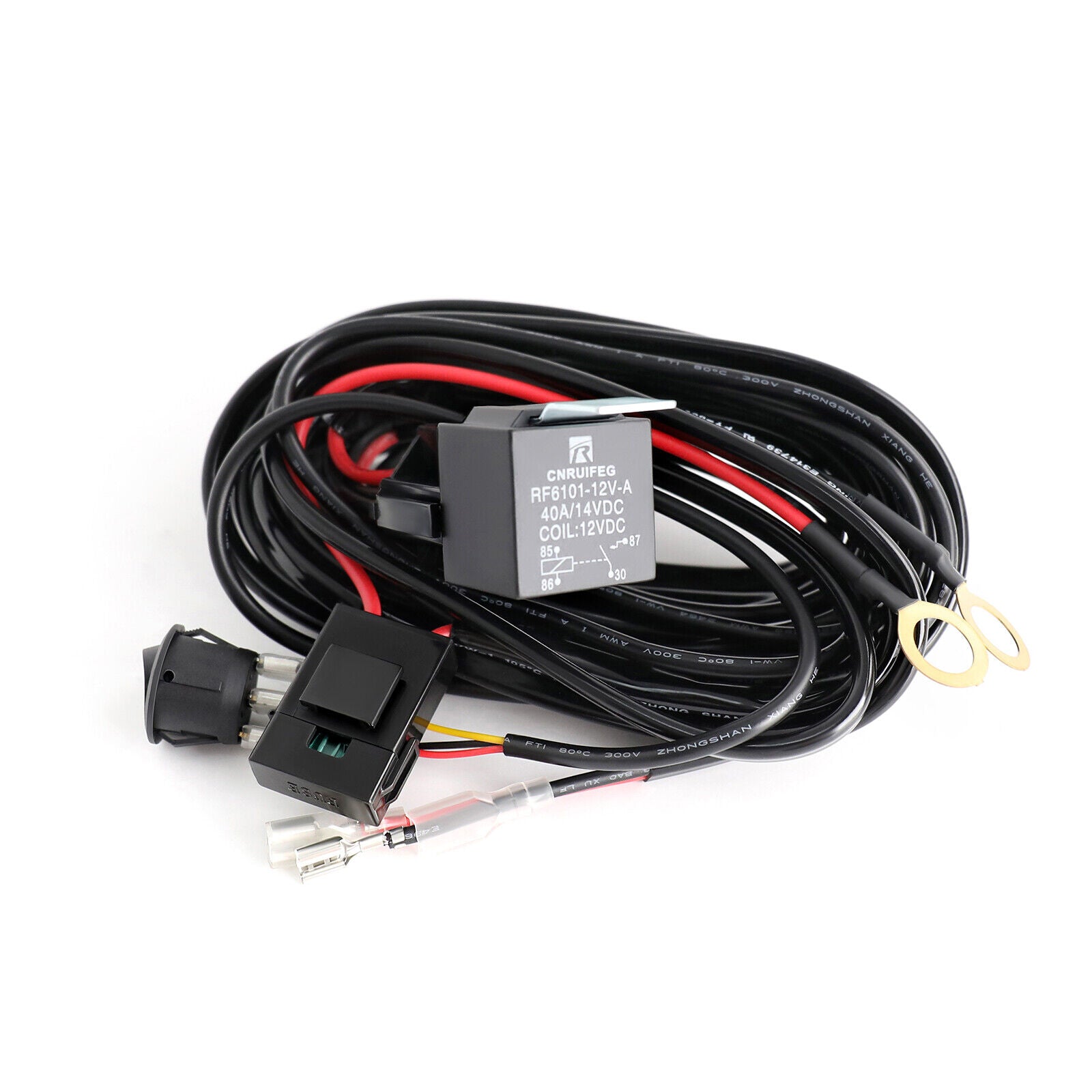 LED LIGHT BAR WIRING HARNESS KIT (2 LEADS 16AWG) WITH FUSE 12V 40A REL ...